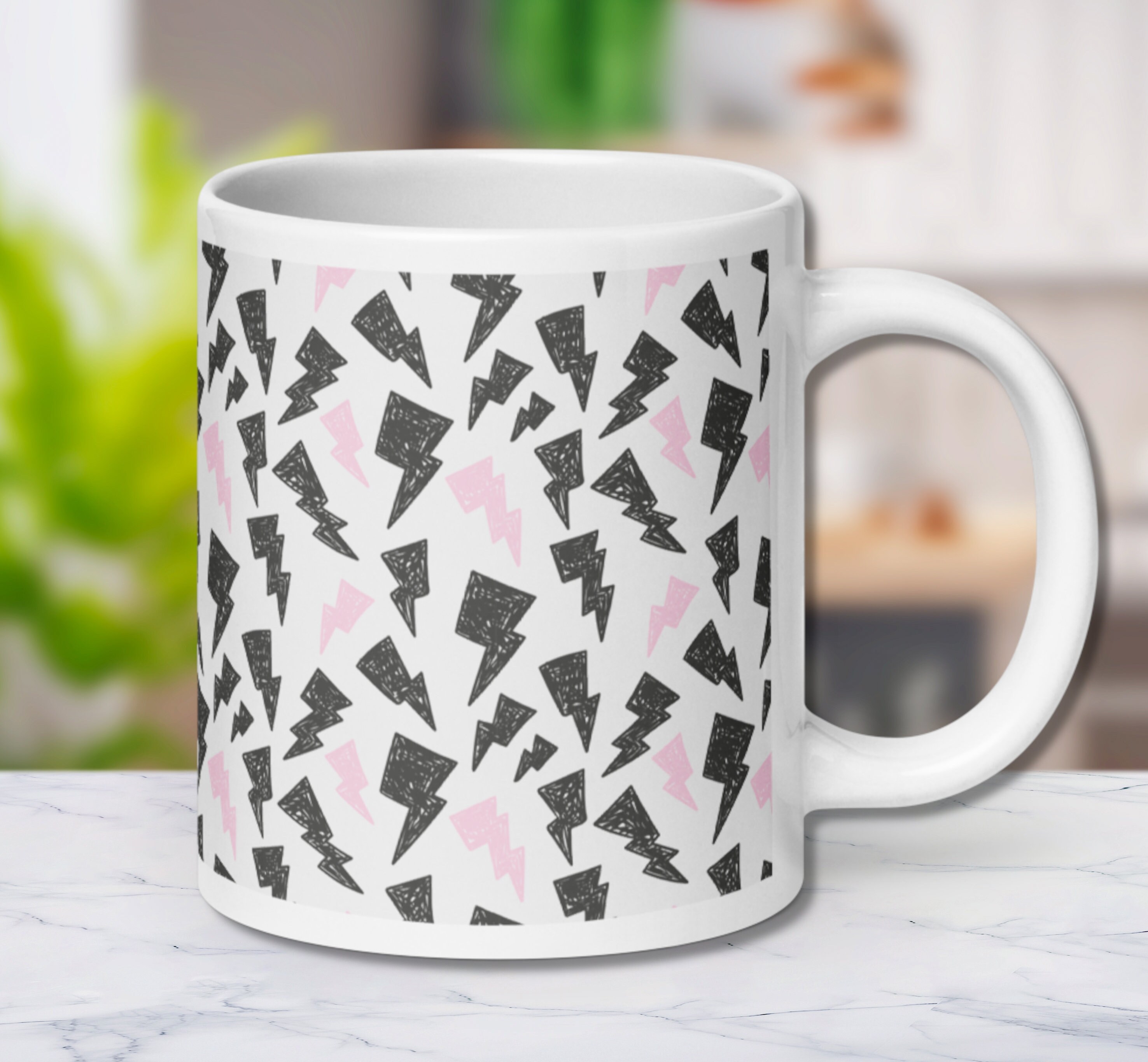Lightning Bolt, Coffee Mug, Work From Home, Gift, Her, Gift, 20 Oz ...