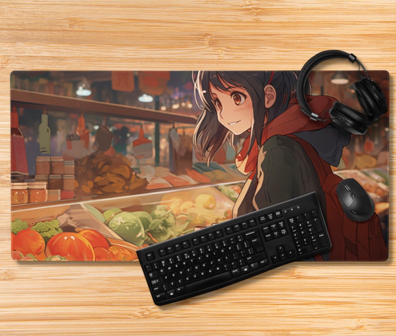 Lonely Anime Girl Desk Mat Gift for Him Her, Otaku Manga Cute Worker ...