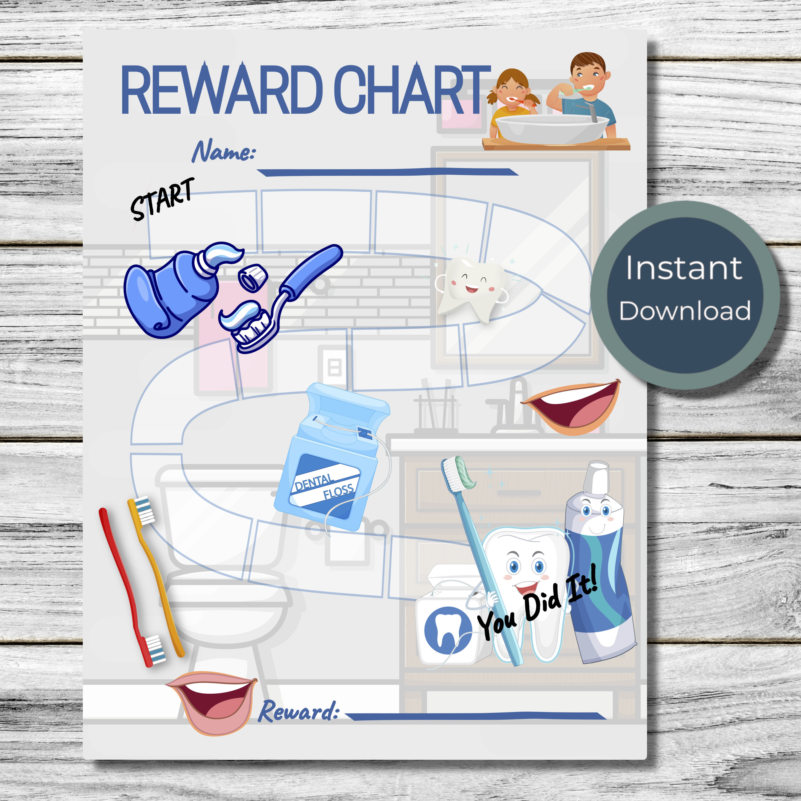 Brush Teeth, Reward Chart, Kids, Girl, Boy, Tracker, Encouragement ...