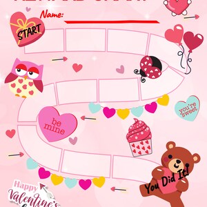 Valentines Reward Chart Kids Tracker Chore Chart Encouragement Potty ...