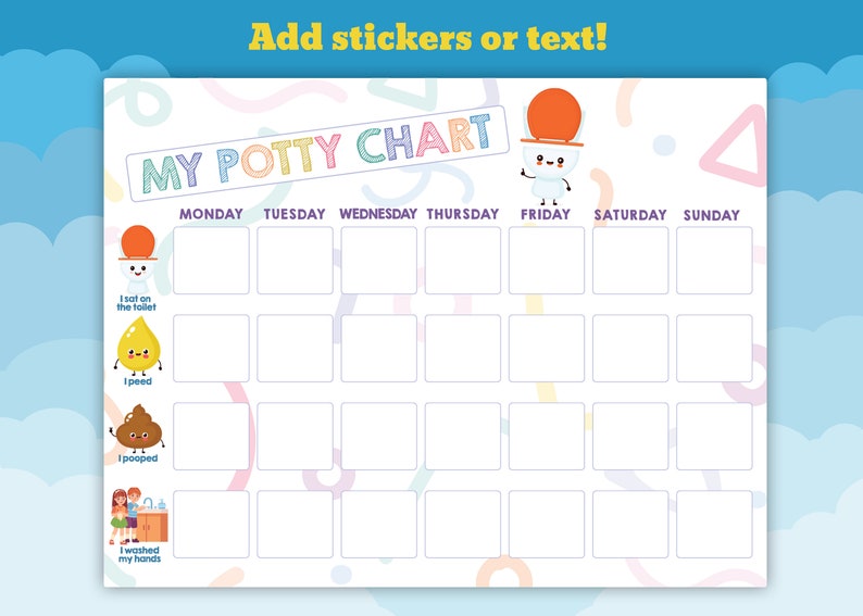 Rewarding Potty Chart Multi-pack Cute Color Download Sat Toilet Peed ...