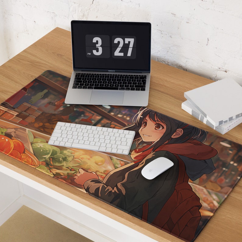 Lonely Anime Girl Desk Mat Gift for Him Her, Otaku Manga Cute Worker ...
