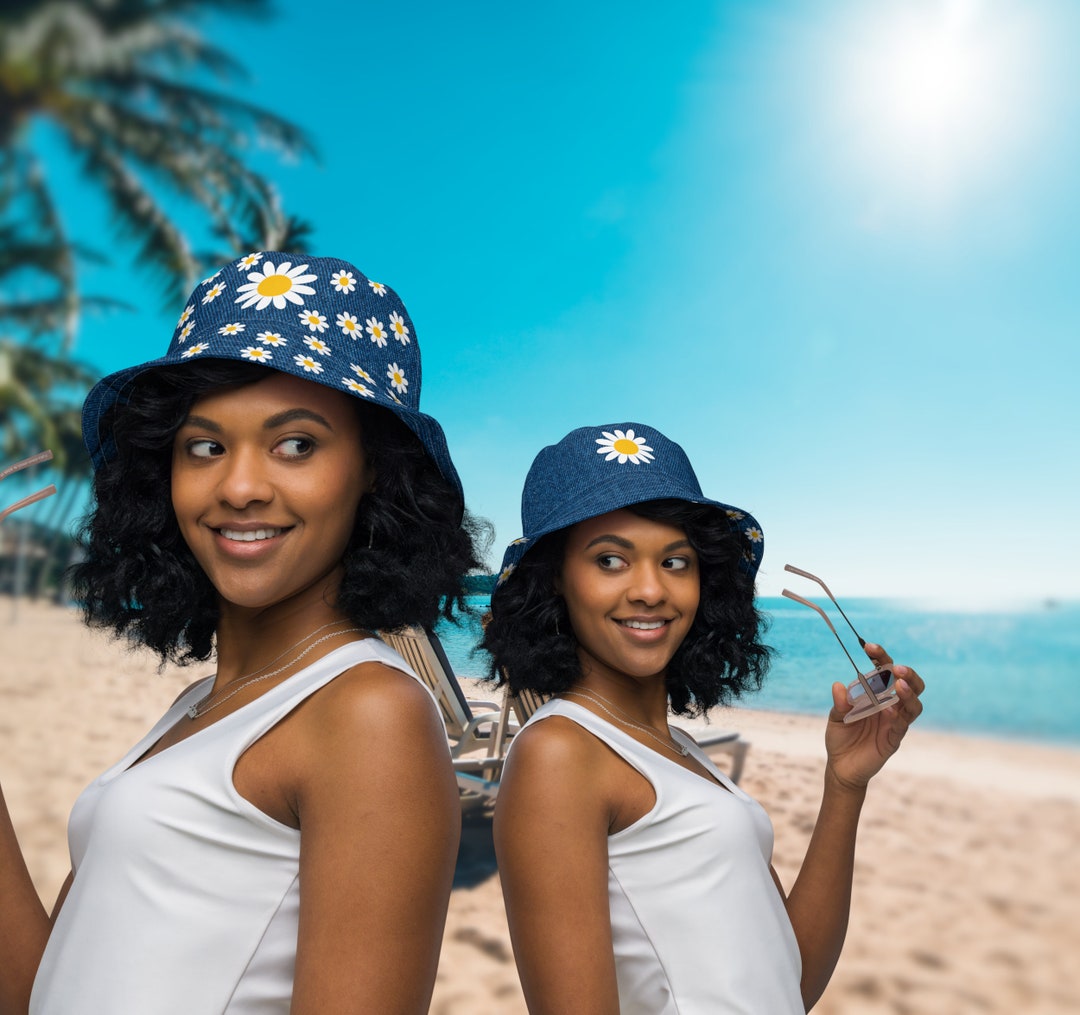 Daisy Bucket Hat Reversible Flower Design Beach Summer Golf Garden Gift ...