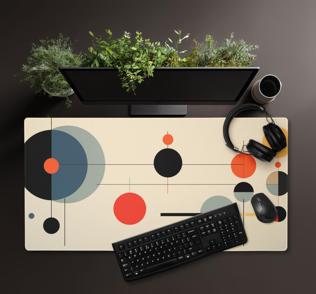 Atomic Design Desk Mat Mid Century Modern 1940s Design Circles Gamer ...