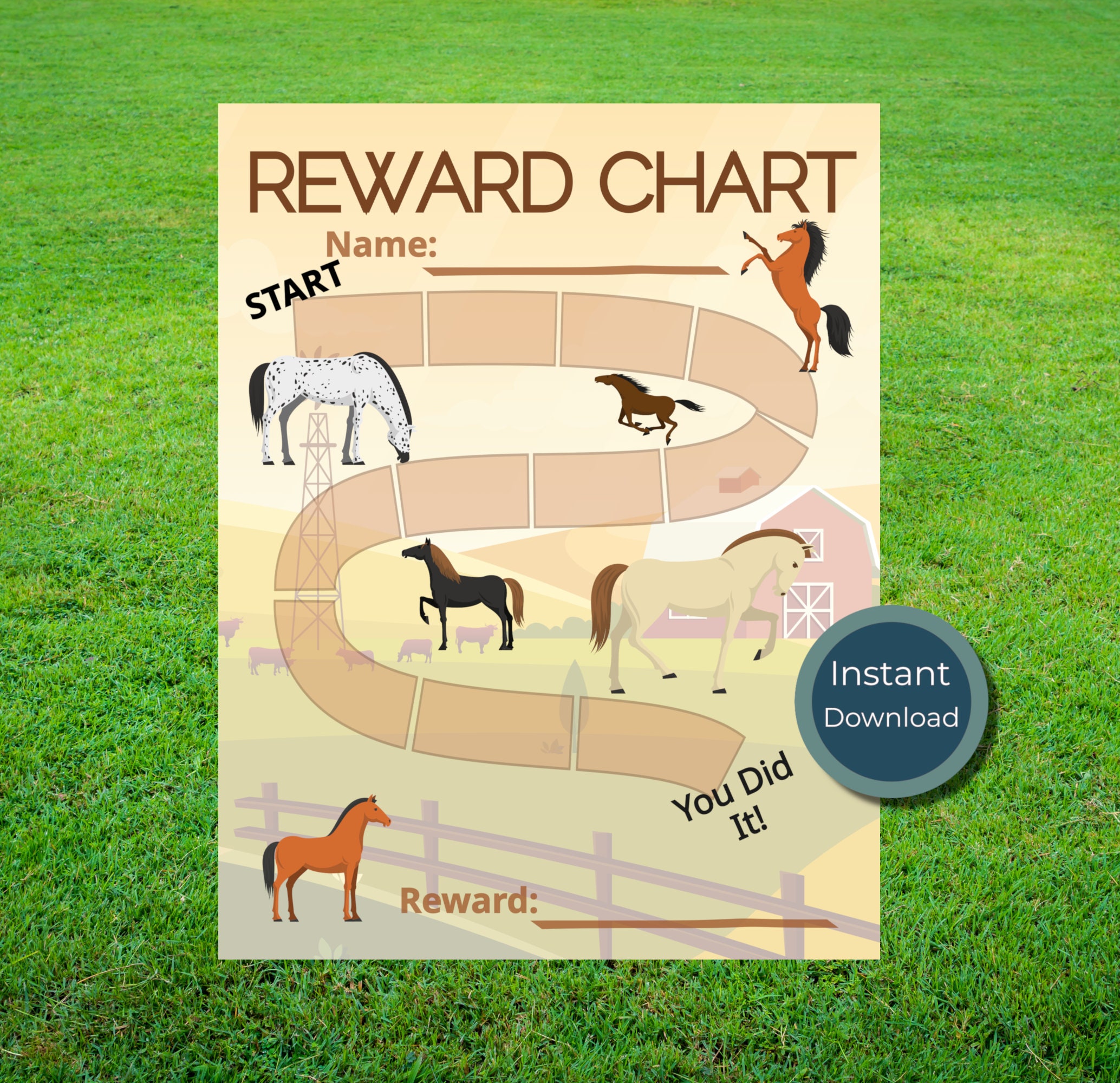 Horse Reward Chart Kids Girl Tracker Chores Encouragement Potty Fun ...