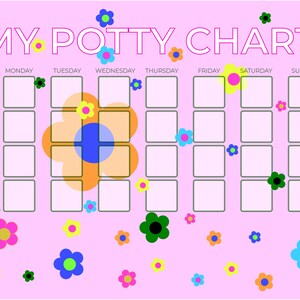 Flowers Potty Training Chart, Printable, Cute Fun Colors, Instant ...