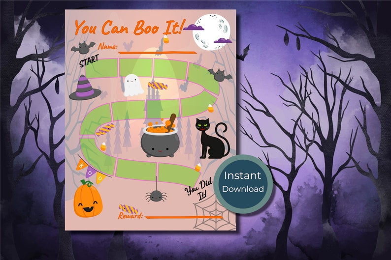 Halloween Reward Chart Kids Tracker Chores Potty Fun Instant Download ...