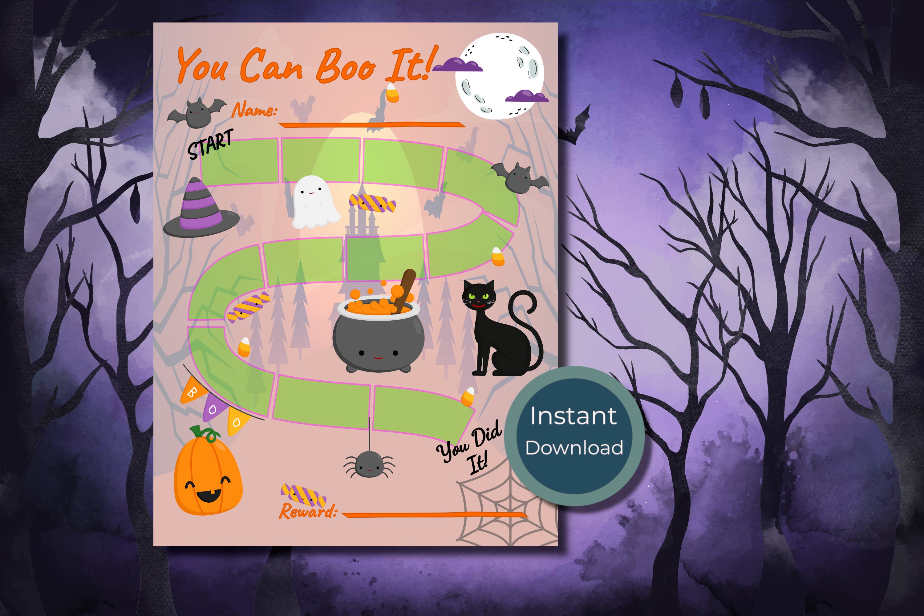 Halloween Reward Chart Kids Tracker Chores Potty Fun Instant Download ...