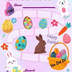 Easter Reward Chart Kids Tracker Chore Chart Encouragement Potty Bunny ...
