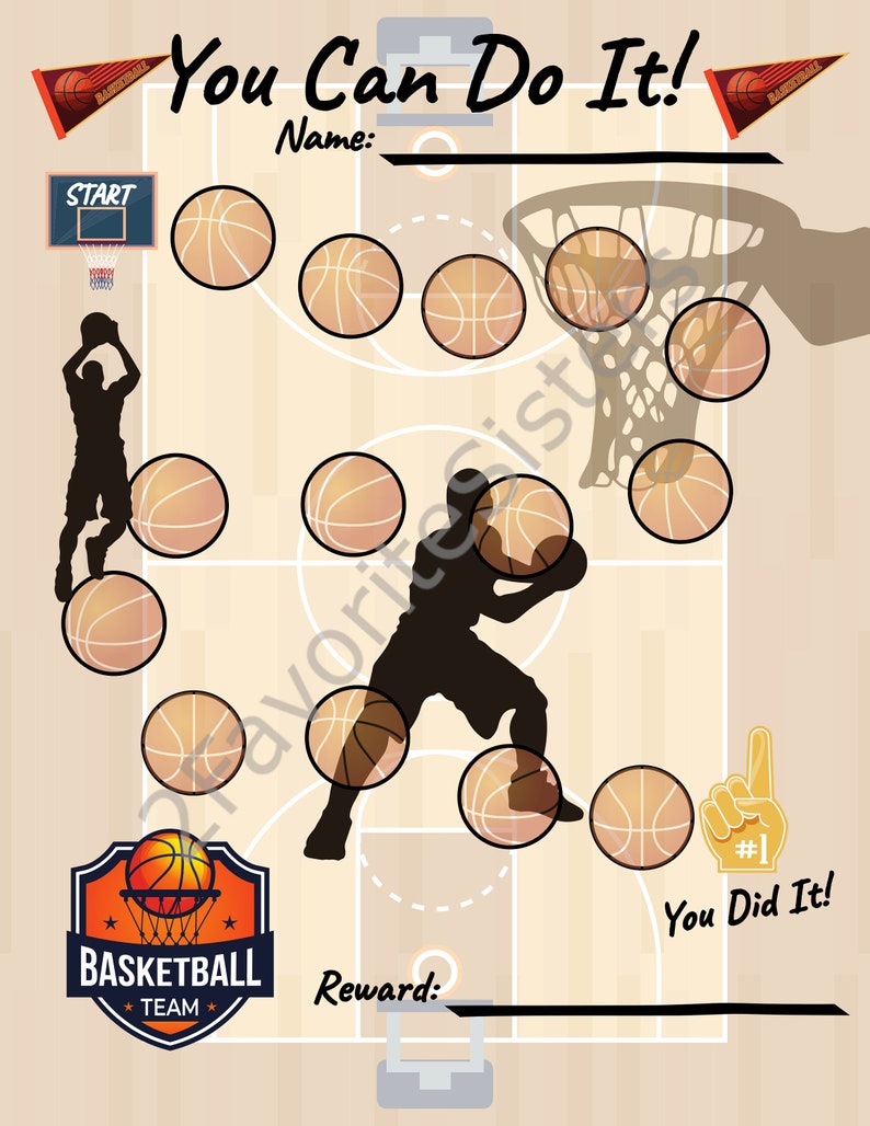 Basketball Reward Chart Score B-ball Kids Boy Girl Tracker Chore ...