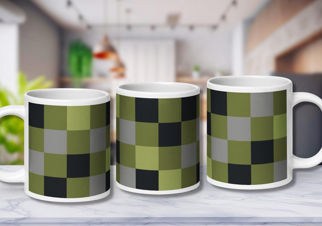 Checker Green Black Coffee Mug Father Gift Brother Birthday Fall Gift ...