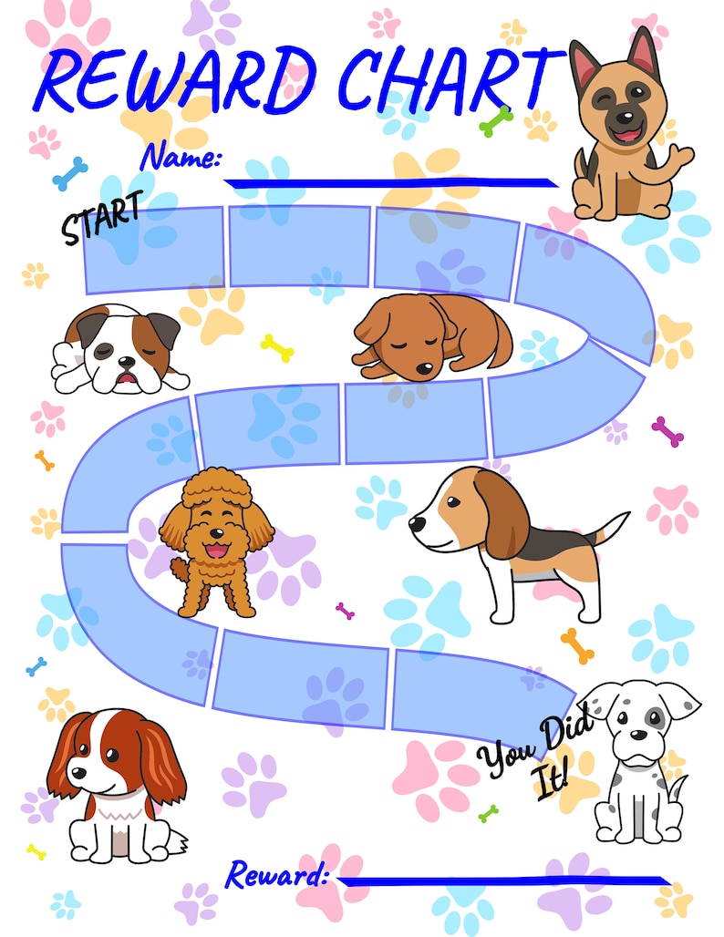 Puppy Reward Chart Tracker Toddler Kids Girl Boy Chore Encouragement ...