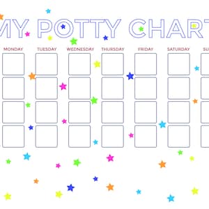 Stars Potty Training Chart Printable Cute Fun Colors Instant Download ...
