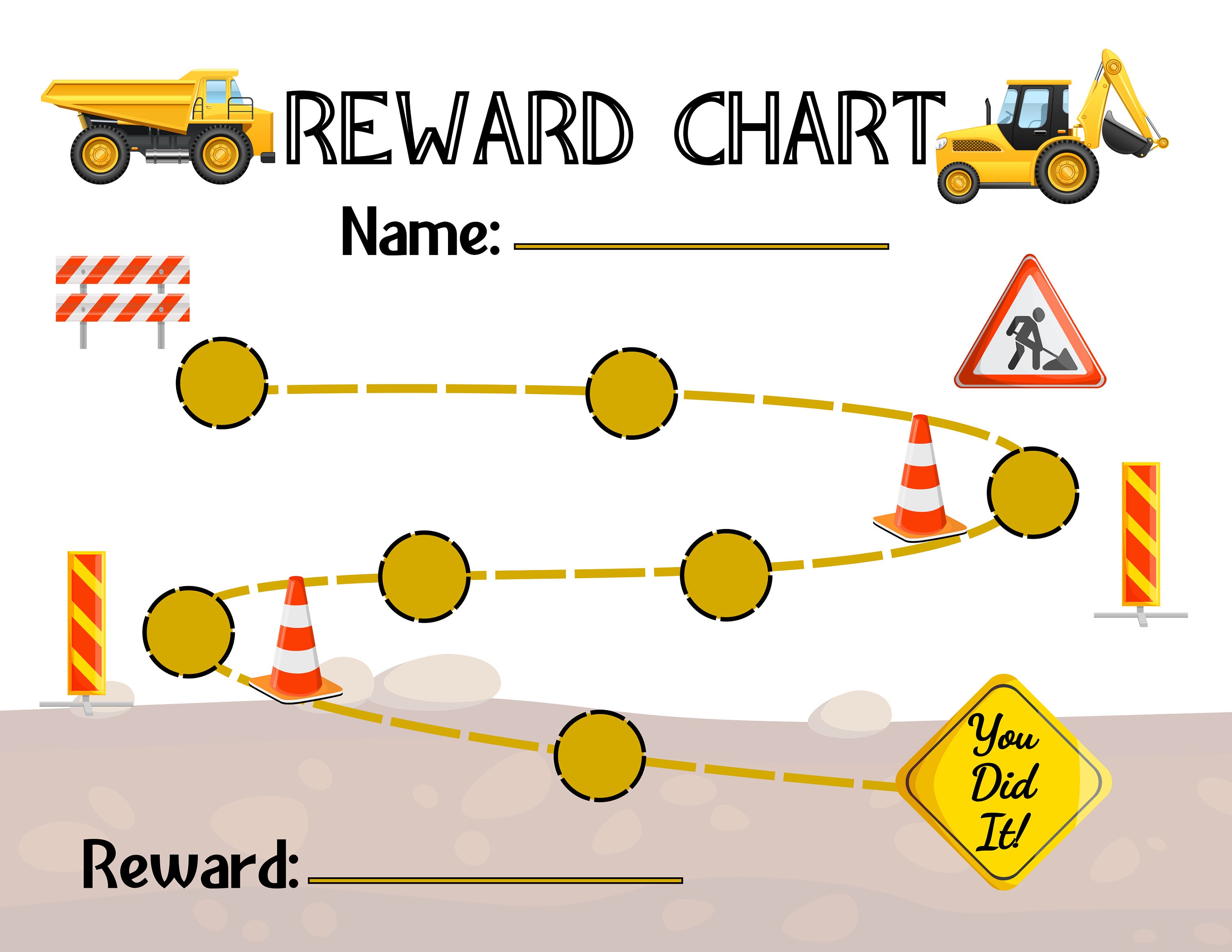 Construction Reward Chart Responsibility Chart Chore Kids Boy Girl ...