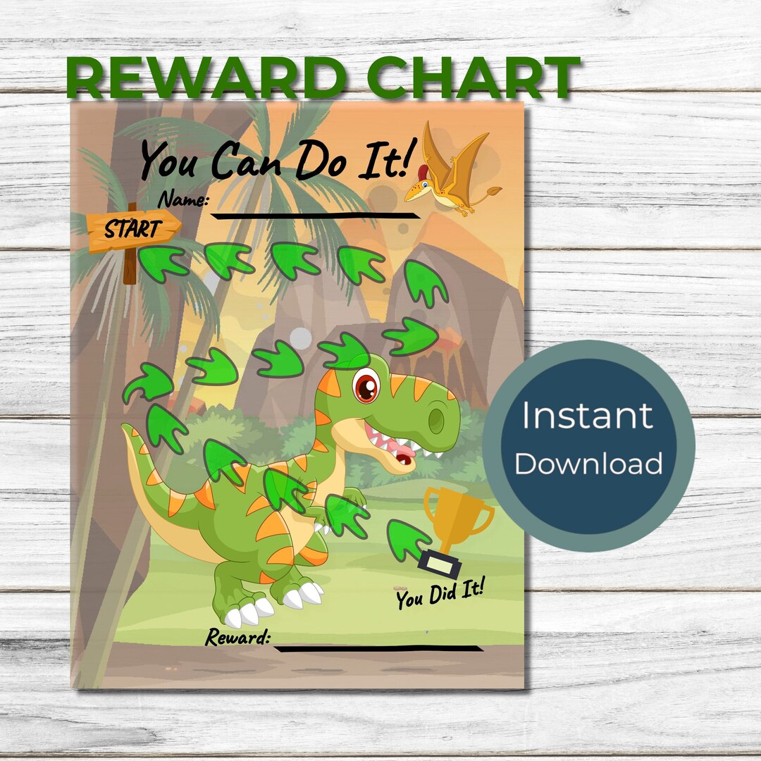 Dinosaur Reward Chart Dino T-rex Kids Boy Girl Tracker Chore ...
