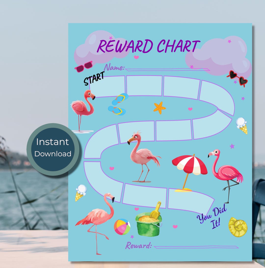 Flamingo Reward Chart Behavior Encouragement Beach Vacation - Etsy