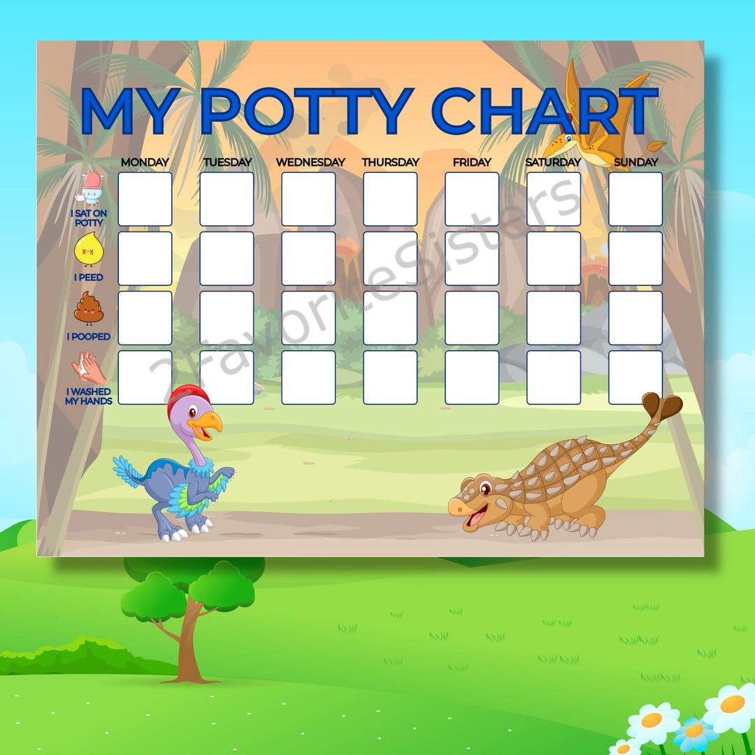 Best Dinosaur Potty Training Chart Printable Multi-pack Cute Fun Colors ...