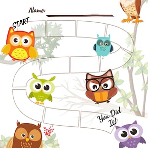 Owl Reward Chart Kids Girl Boy Tracker Chores Encouragement Potty Fun ...