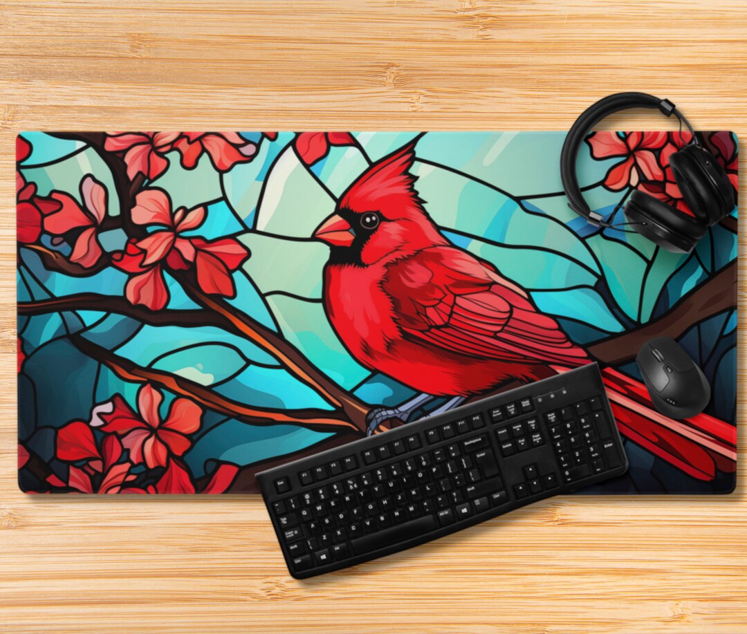Cardinal Mousepad, Desk Protector, Desk Pad Mat, Mouse Pad, Bird, Red ...