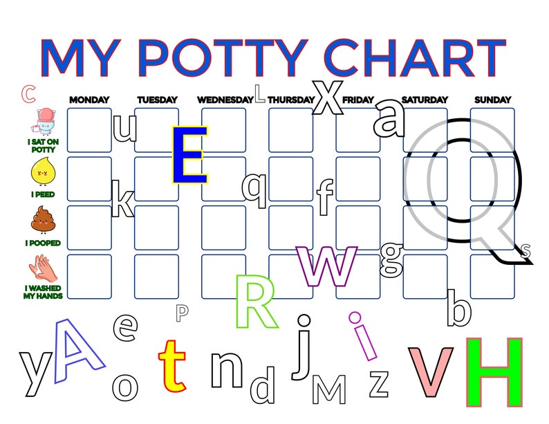 Alphabet Potty Training Chart Letters Printable Cute Fun Color Download ...