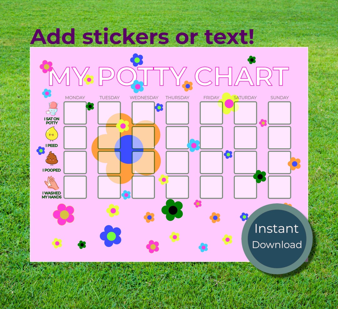 Flowers Potty Training Chart Printable Cute Fun Colors Instant Download ...