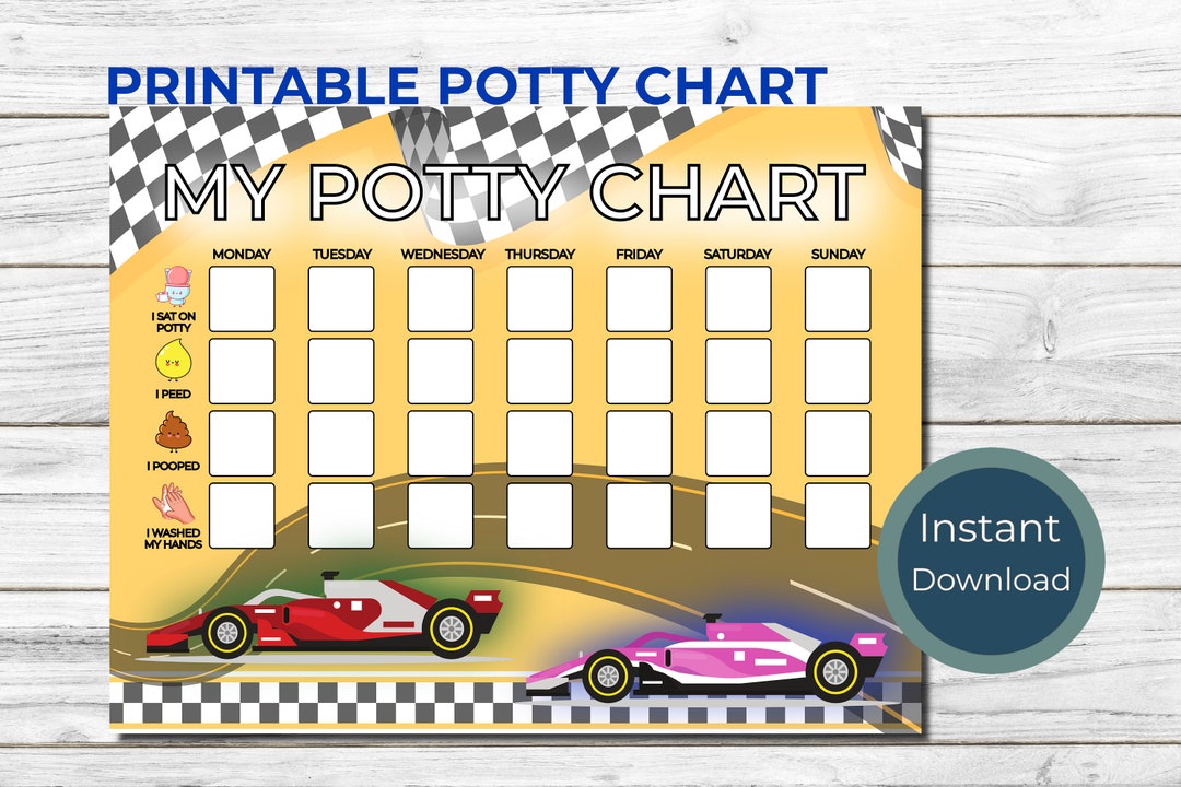 Race Car Formula Potty Training Chart Printable Reward Cute Fun Colors ...