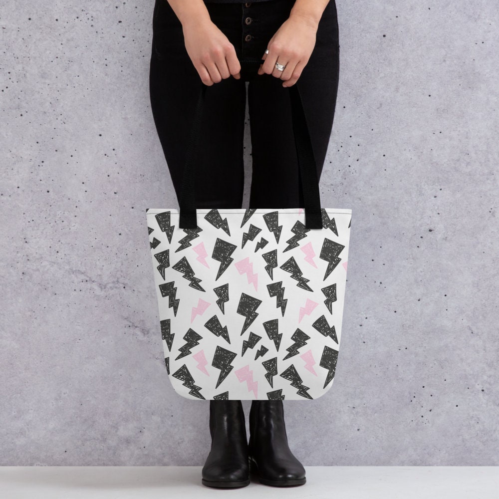 Lightning Bolt Tote Bag, Gift for Her, Mom, Spot, Funky, Poka, Fun ...