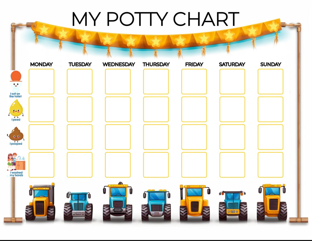 Potty Training Chart, for Boys, Printable, Cute Fun Colors, Instant ...