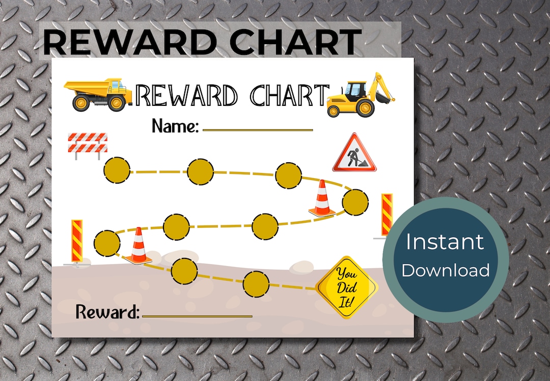 Construction Reward Chart, Responsibility Chart, Chore Chart, Kids, Boy ...
