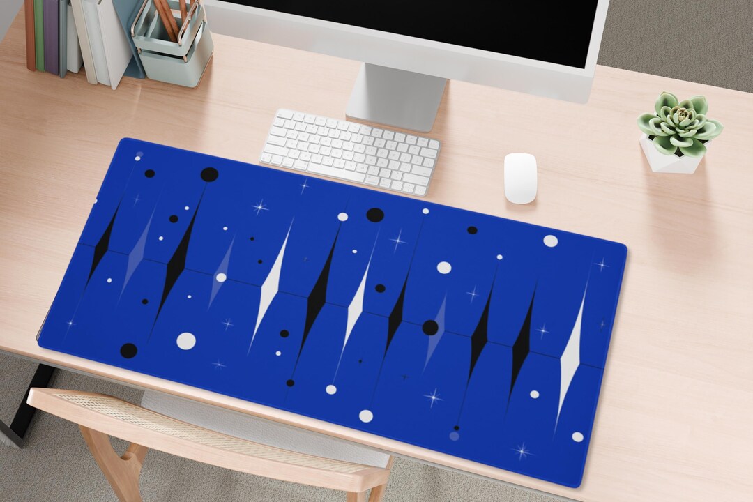 Blue Atomic Design Desk Mat Mid Century Modern 1940s 50s Design Diamond ...
