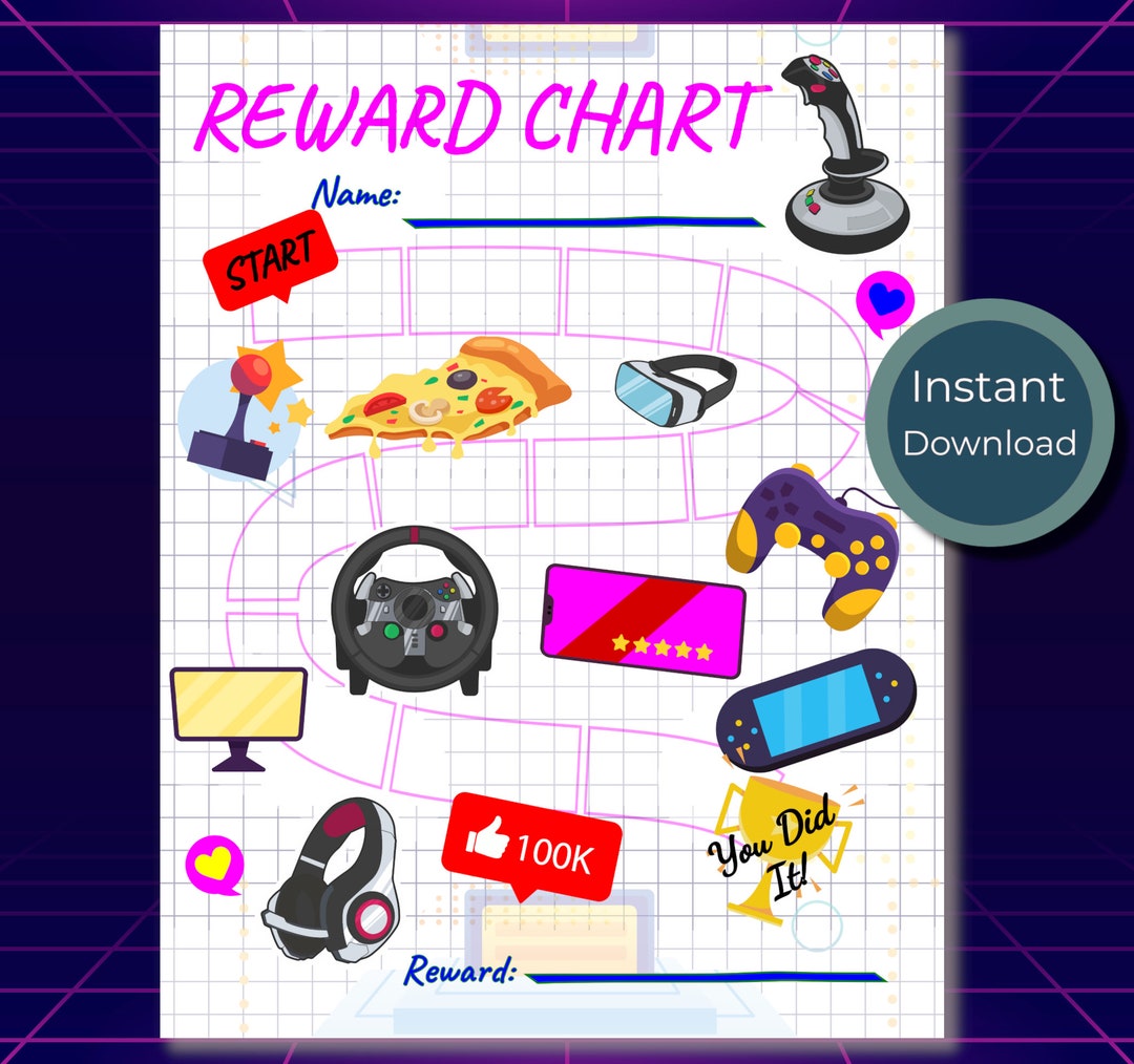 Video Game Reward Chart Kids Girl Boy Tracker Chores - Etsy