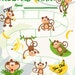 Monkey Reward Chart Kids Girl Tracker Chores Encouragement Potty Fun ...