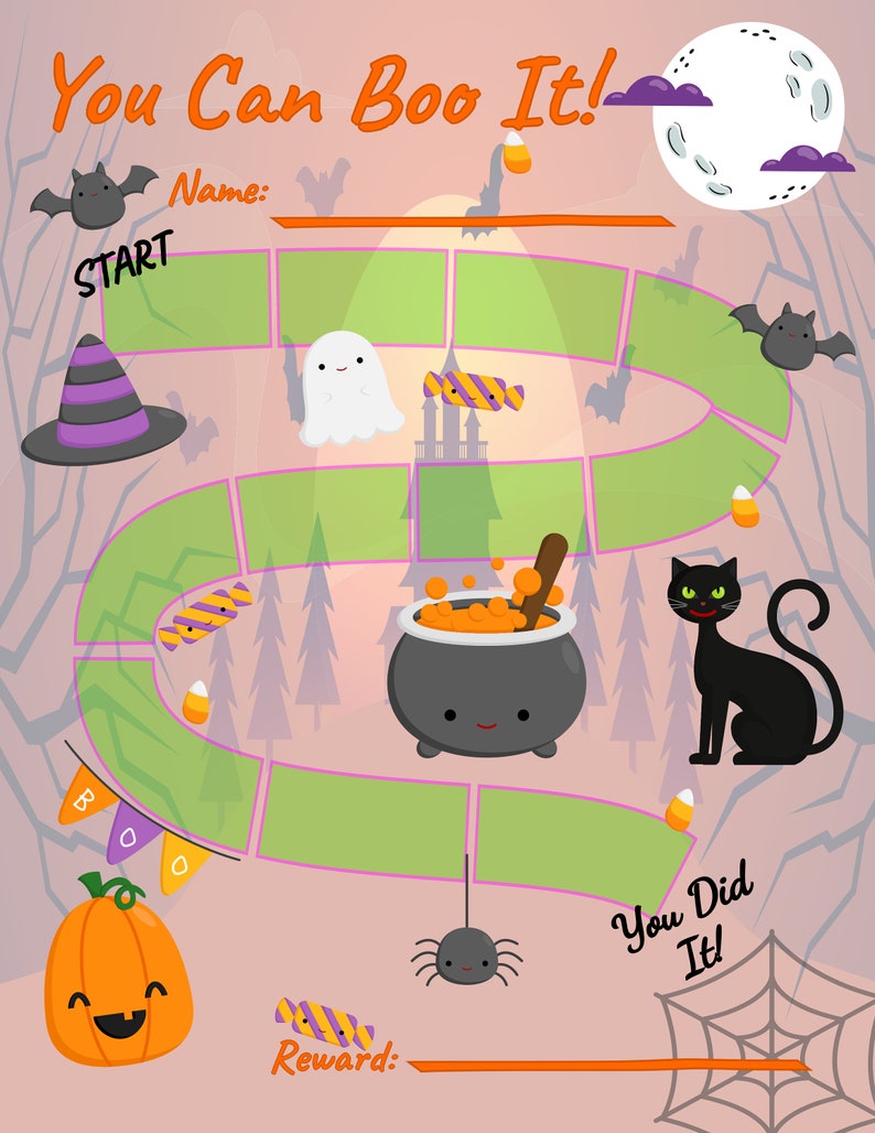 Halloween Reward Chart Kids Tracker Chores Potty Fun Instant Download ...