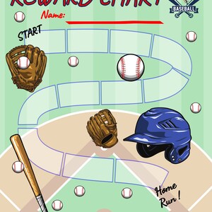 Baseball Reward Chart B-ball Reward Chart Kids Boy Girl Tracker Chore ...