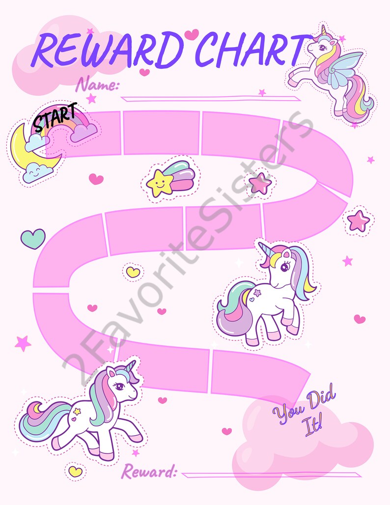 Unicorn Reward Chart, Kids, Girl, Tracker, Chores, Encouragement, Potty ...