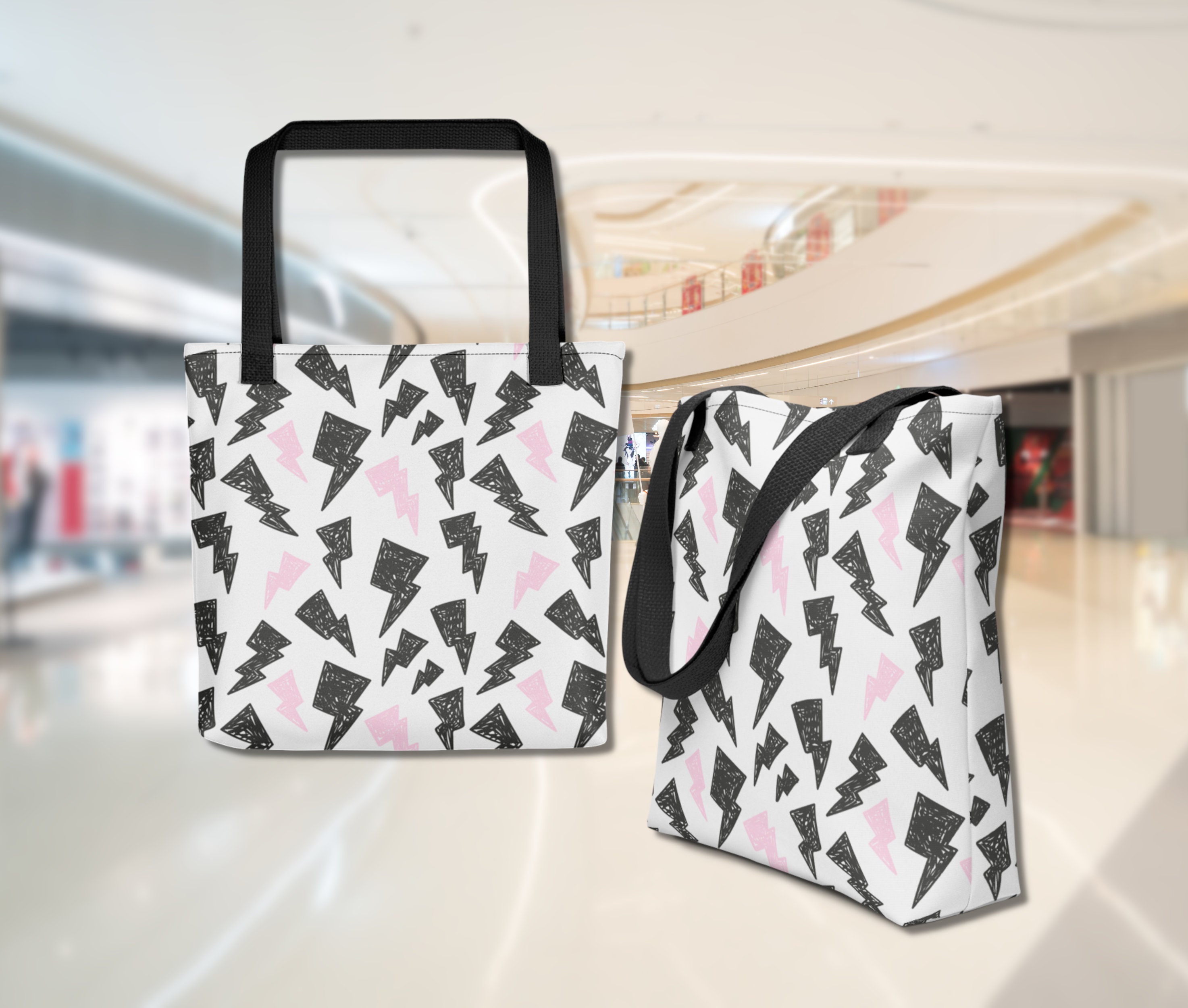 Lightning Bolt Tote Bag, Gift for Her, Mom, Spot, Funky, Poka, Fun ...