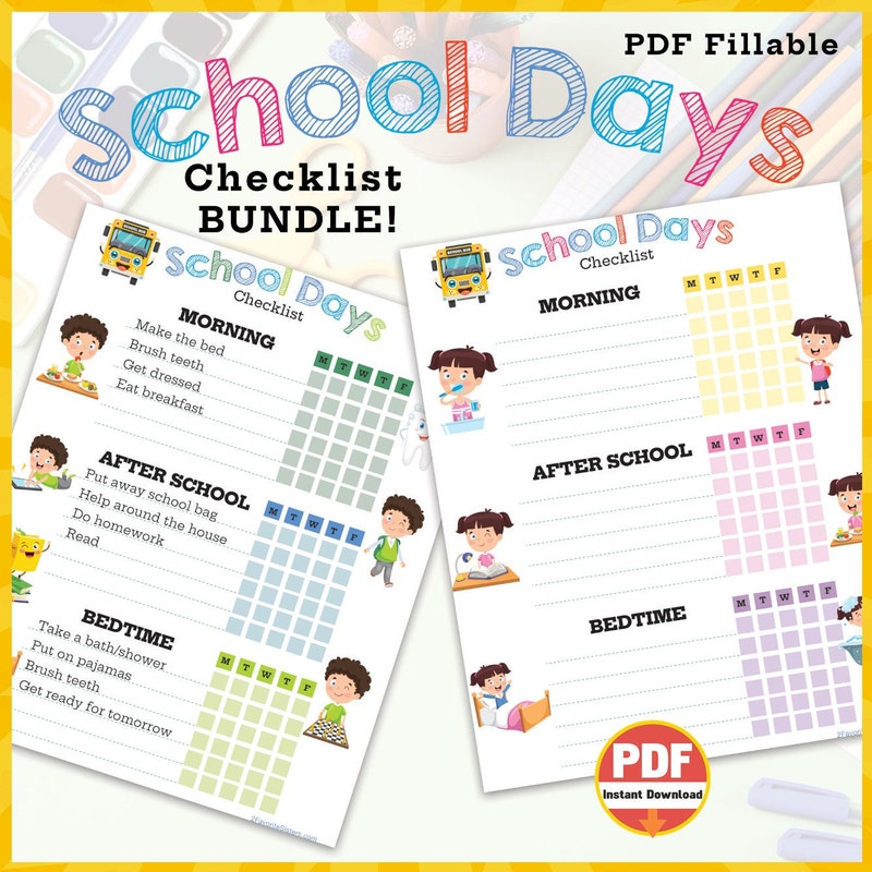 School Day Checklist - Etsy
