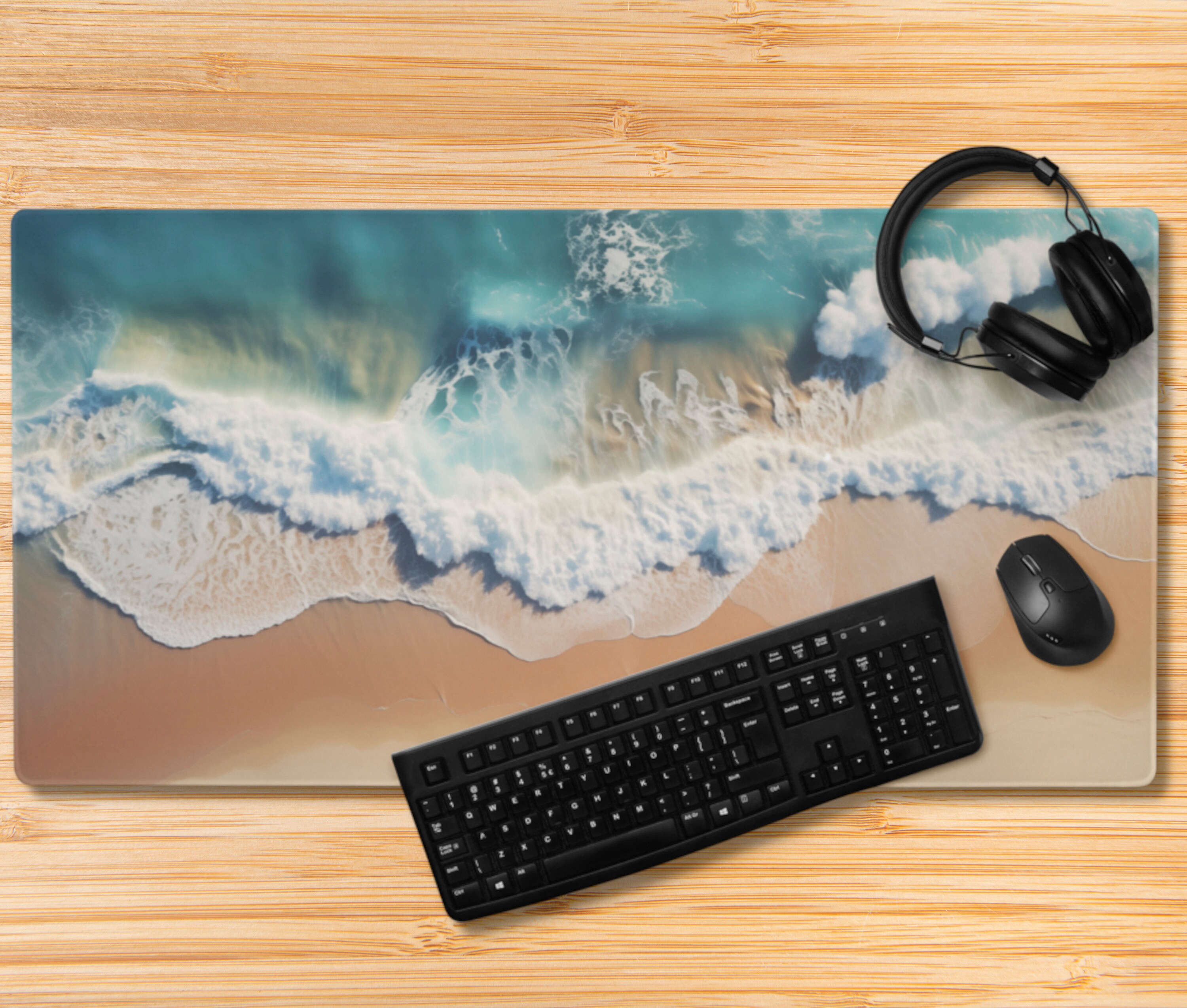 Ocean Waves Mouse Pad Surf Beach Desk Pad Blue Ocean Computer Pad Non ...