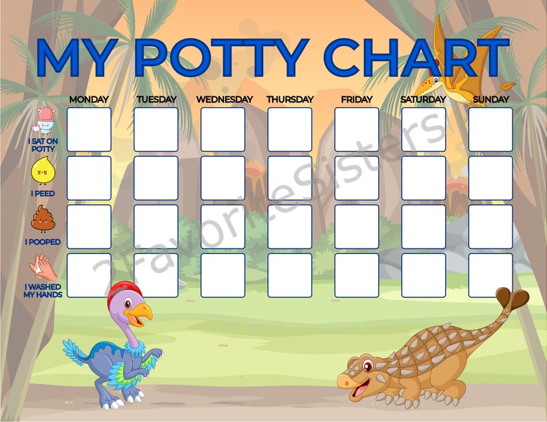 Best Dinosaur Potty Training Chart Printable Multi-pack Cute Fun Colors ...