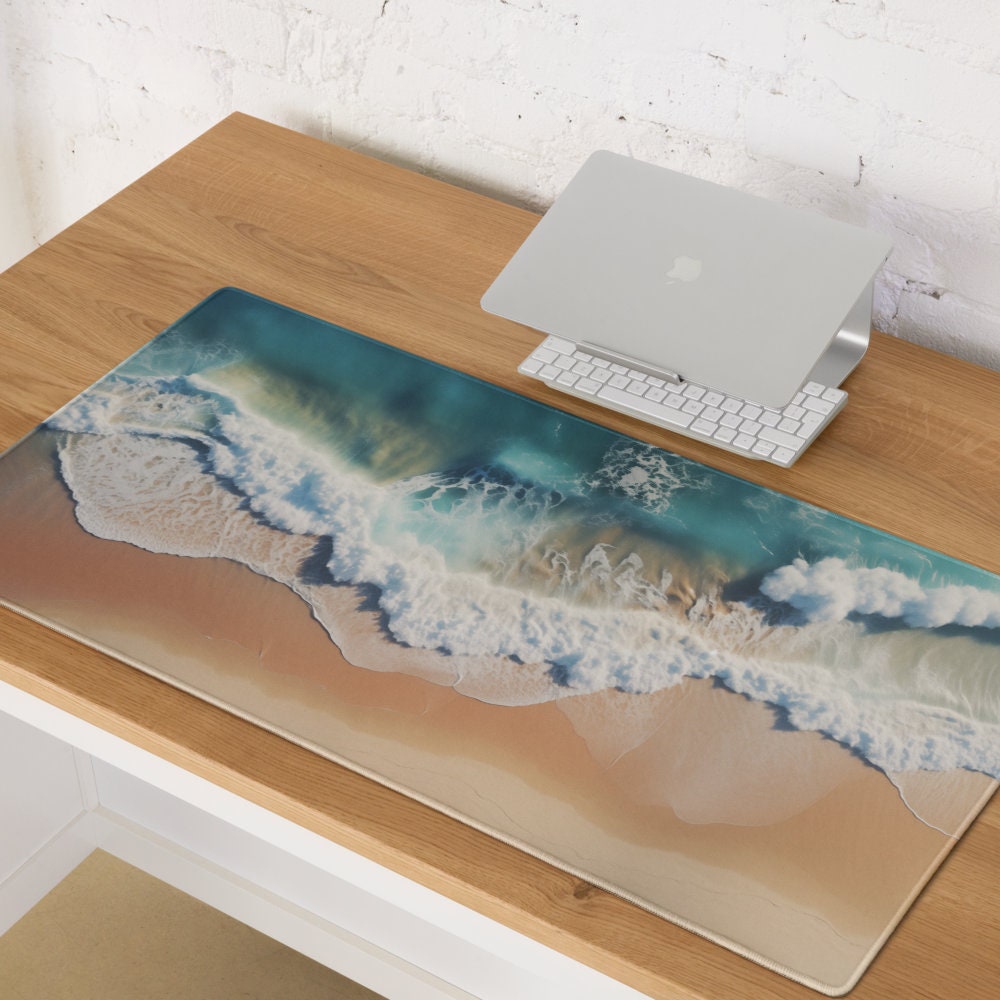 Ocean Waves Mouse Pad Surf Beach Desk Pad Blue Ocean Computer Pad Non ...
