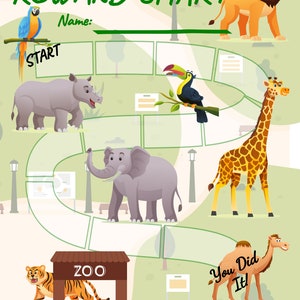 Zoo Reward Chart Kids Girl Boy Tracker Chores Encouragement Potty ...