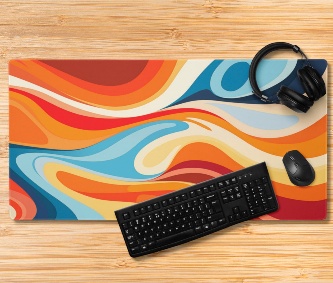 Retro Waves Mousepad Desk Protector Desk Pad Desk Mat Computer Mouse ...