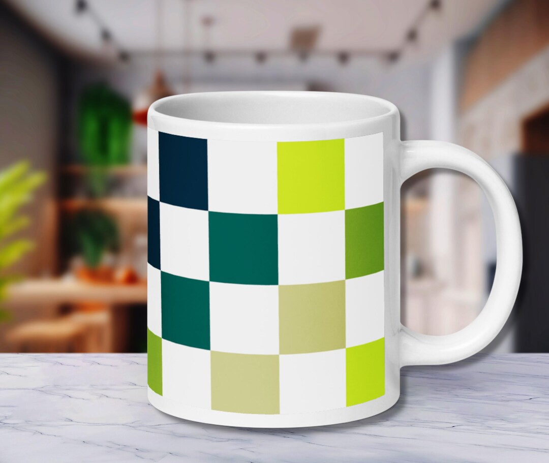 Checker Green Coffee Mug Father Gift Brother Birthday Fall Gift Large ...