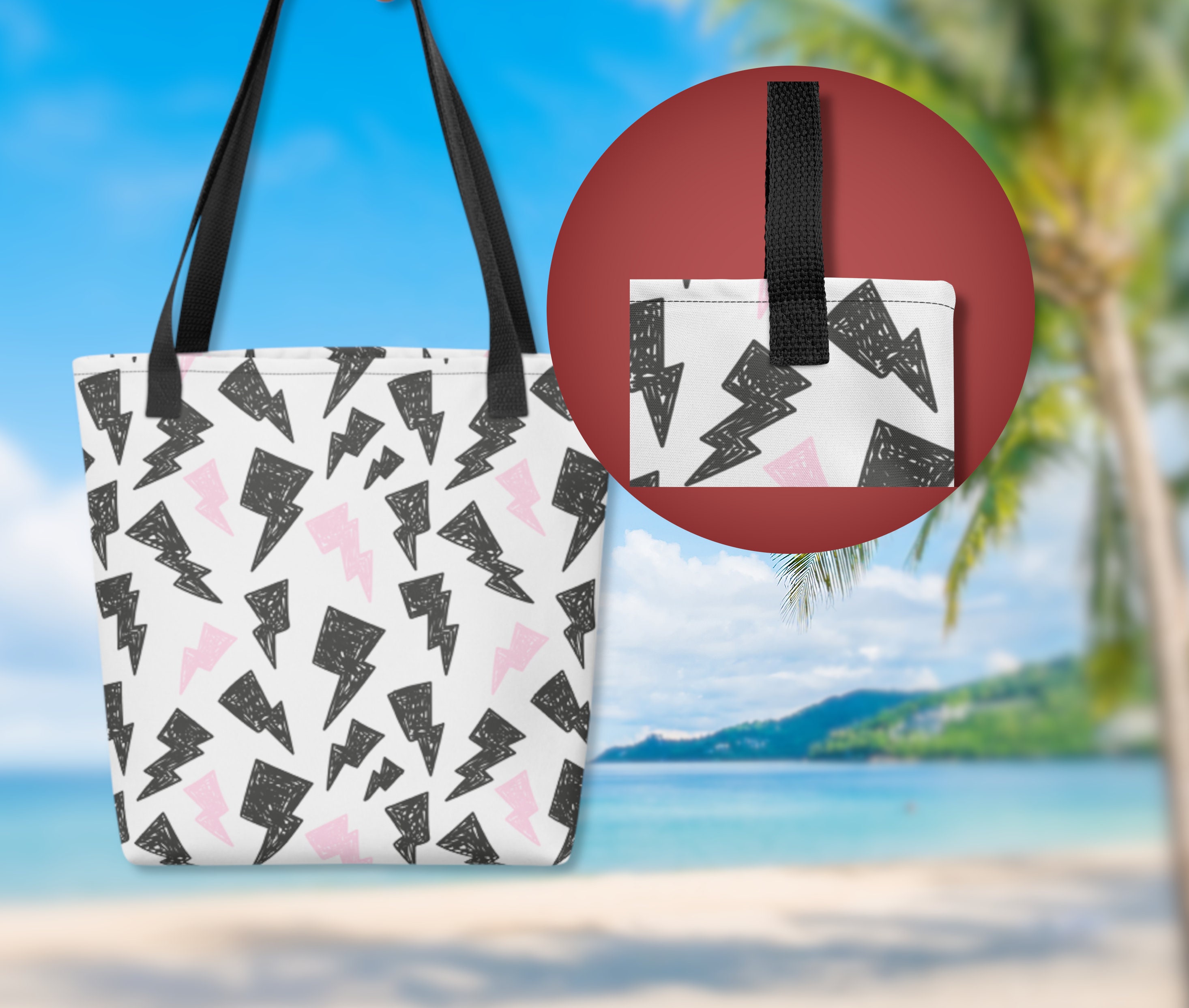 Lightning Bolt Tote Bag, Gift for Her, Mom, Spot, Funky, Poka, Fun ...