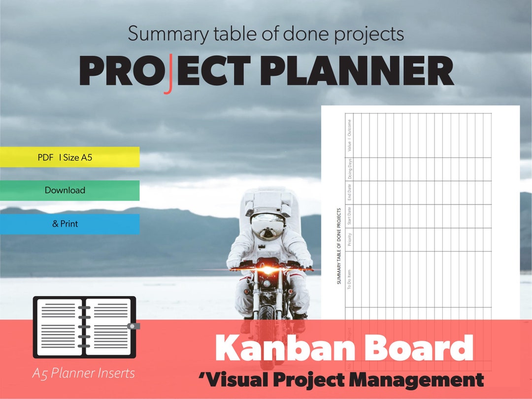 A5 Project Planner Printable Insert, Summary Table of Done Projects ...