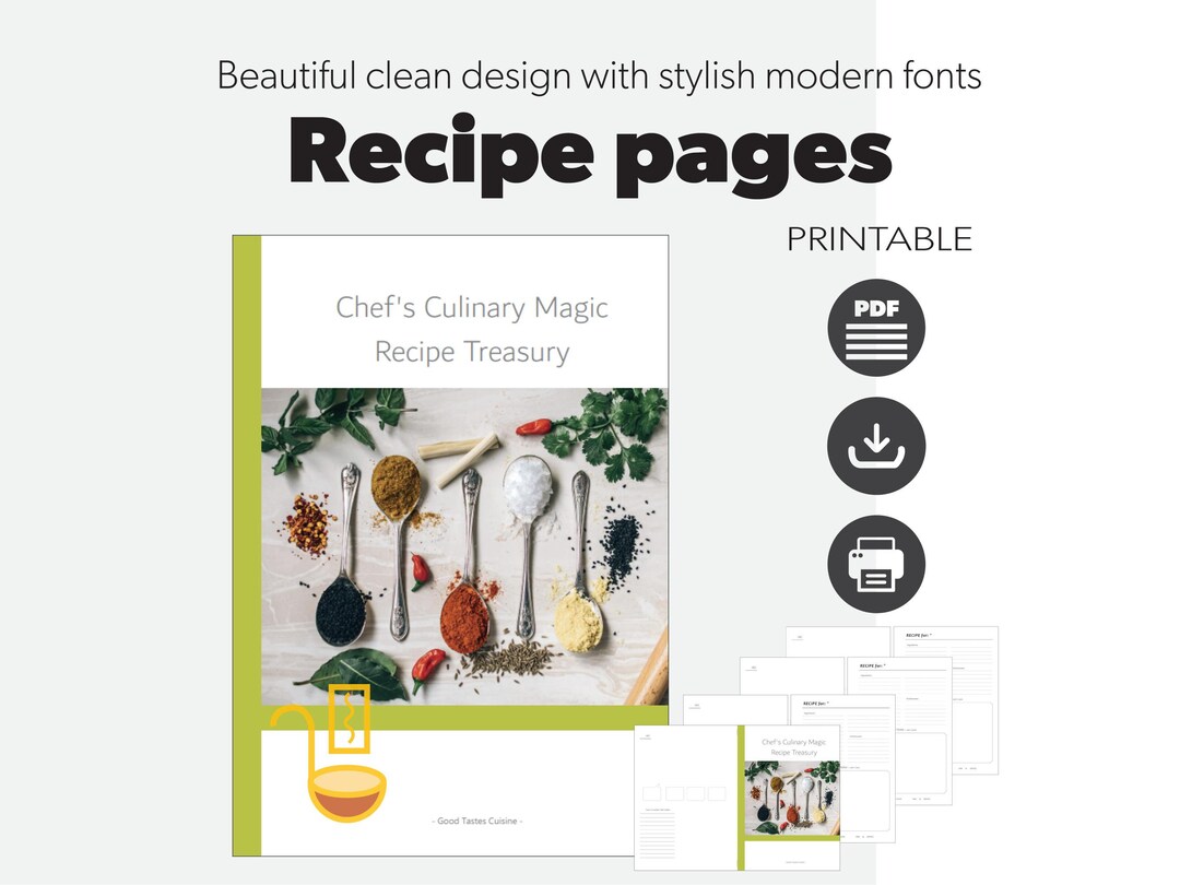 Recipe Planner for Favourite Family Meals Chef Culinary - Etsy