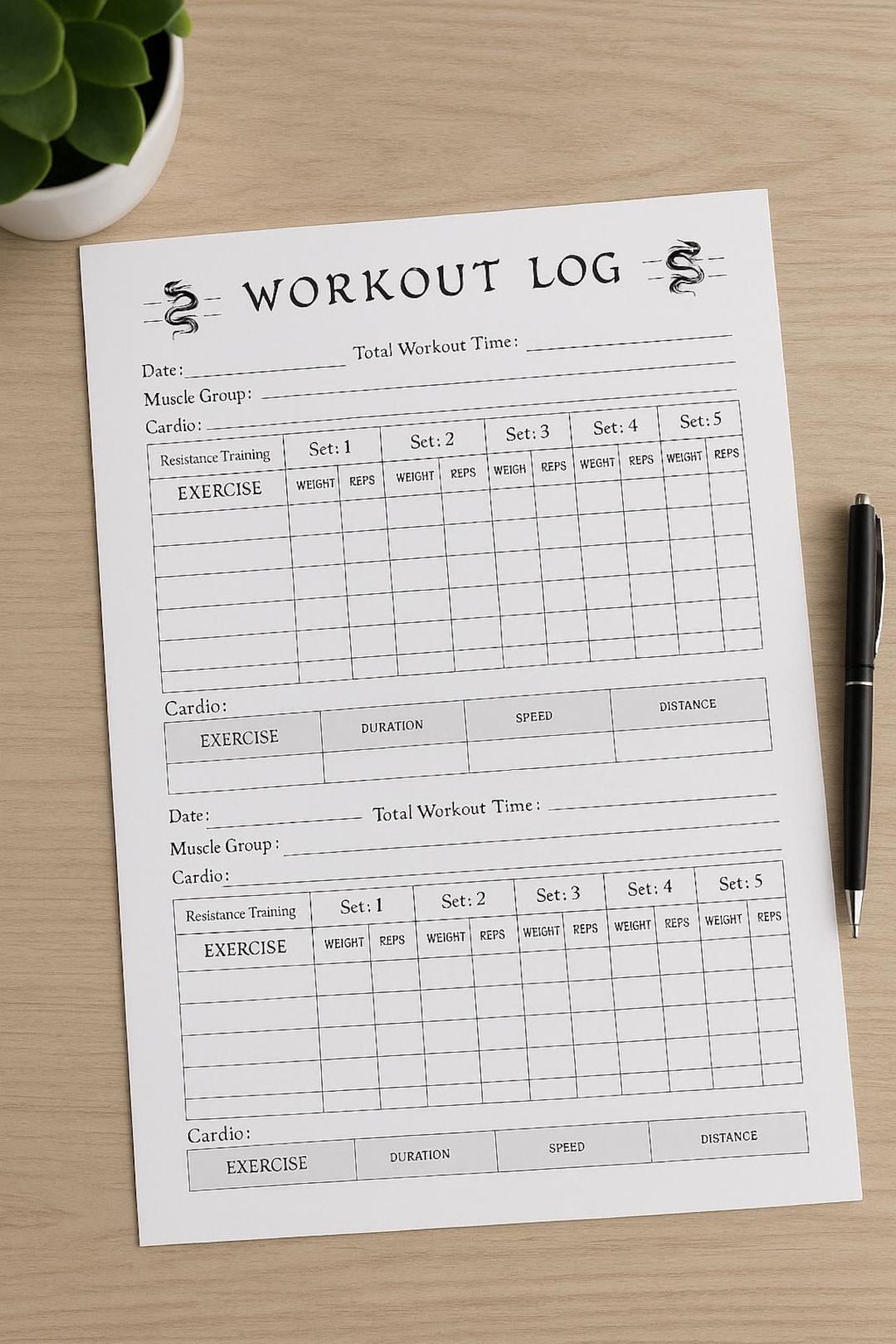 Minimalist Workout Log: Fitness Planner, Gym Journal (PDF Download, US ...