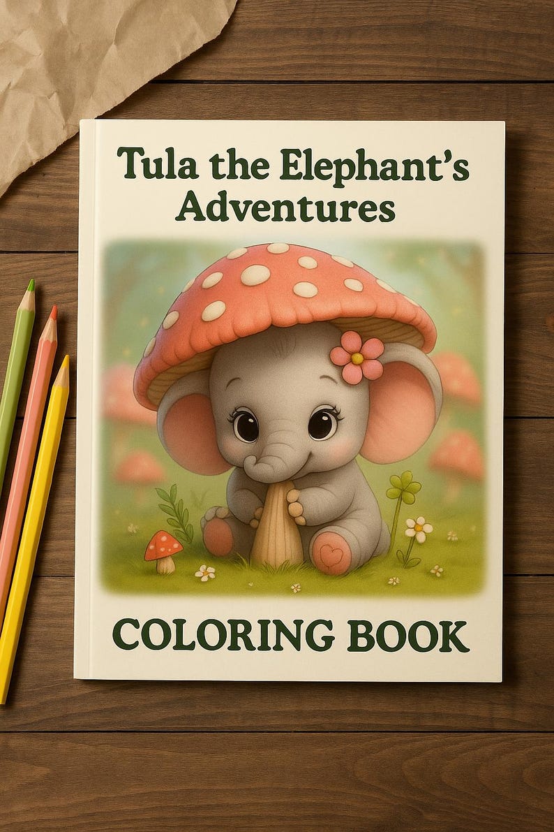 Tula the Elephant's Adventures | Printable Kids Coloring Book | 13 Cute ...