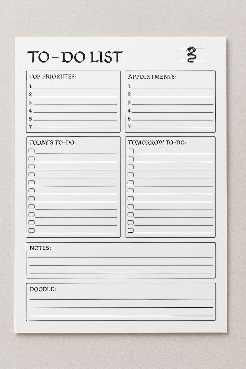 Minimalist To-do List Planner: Daily Task Tracker (printable PDF US ...