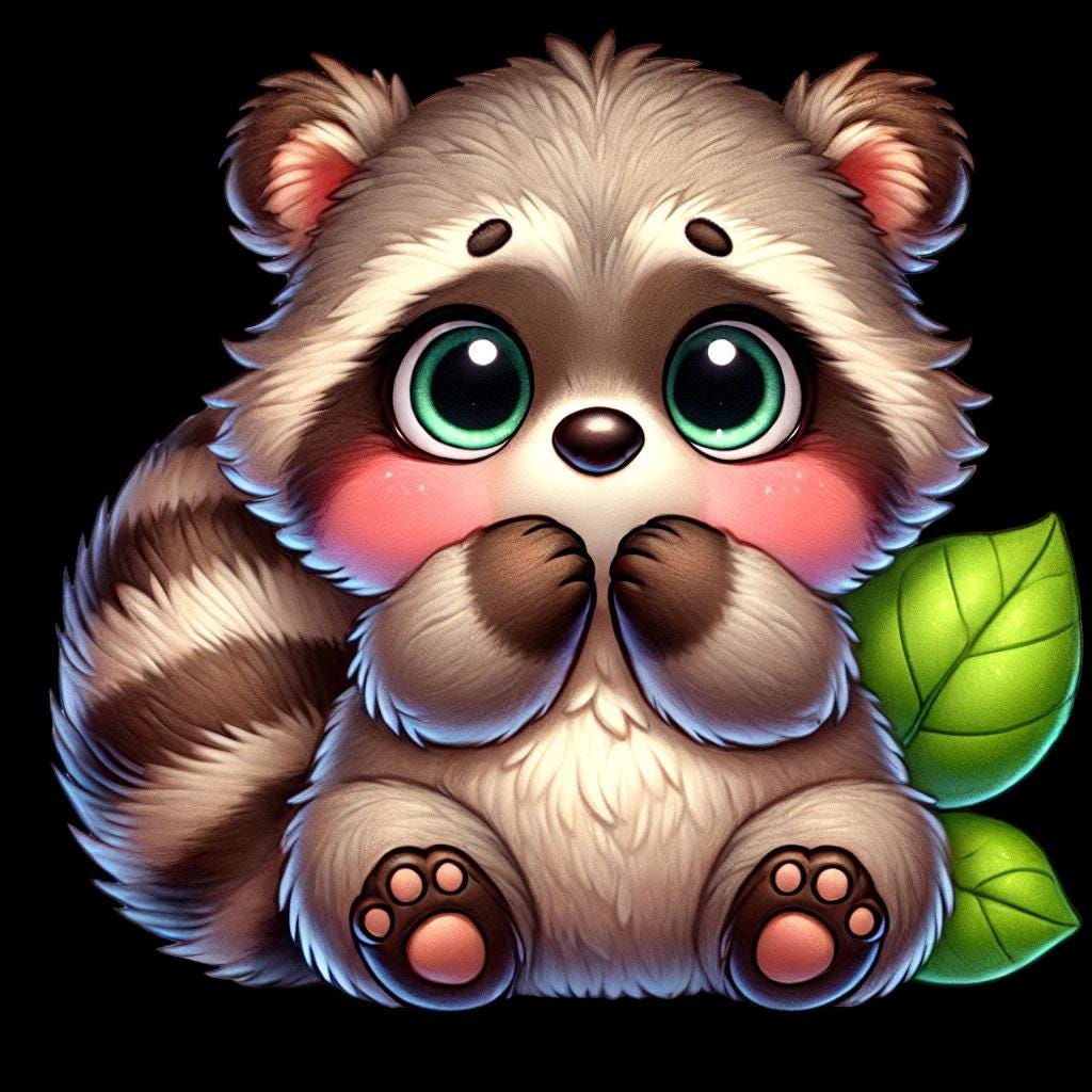 Remi the Raccoon Clipart Bundle – 10 PNG Stickers – Cute Kawaii ...